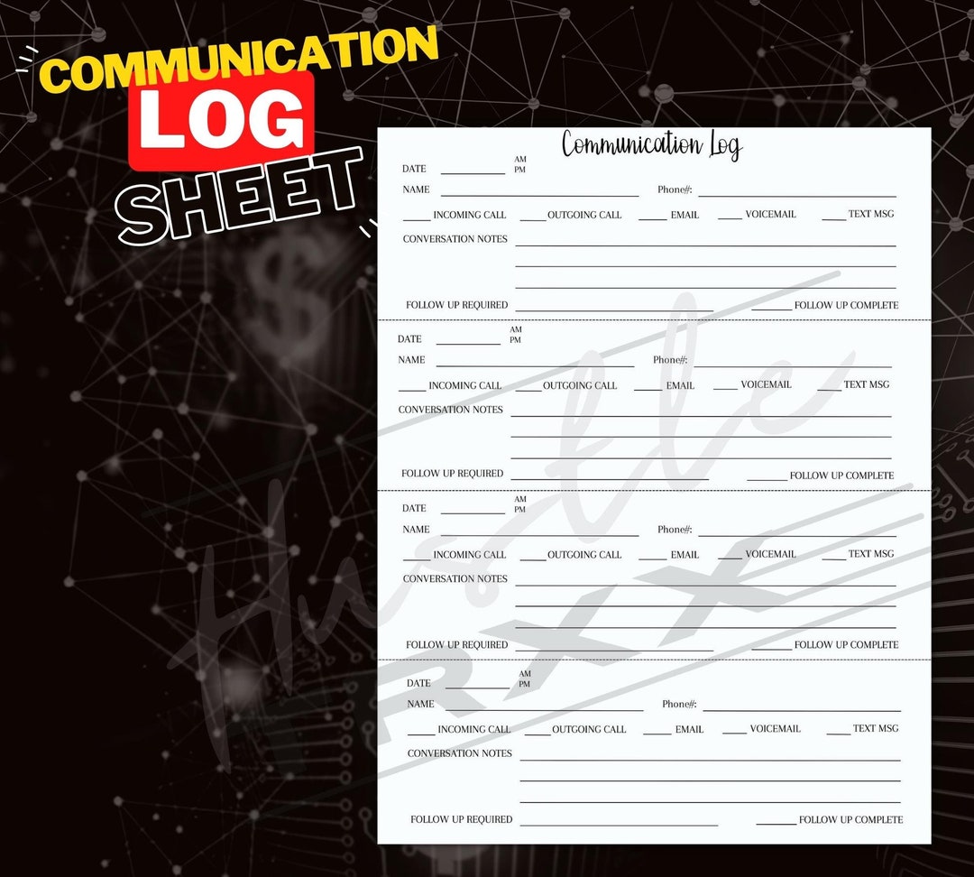 Communication Log | Call Tracking Forms | Daily Call Log | Any Industry ...
