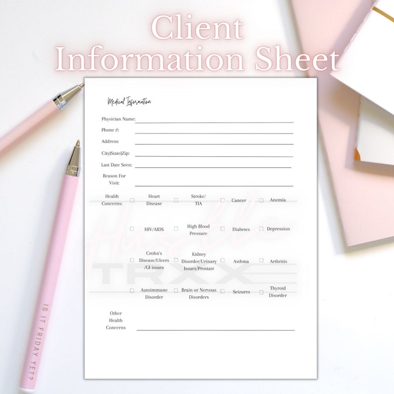 Client Information Sheet Client Forms Insurance - Etsy