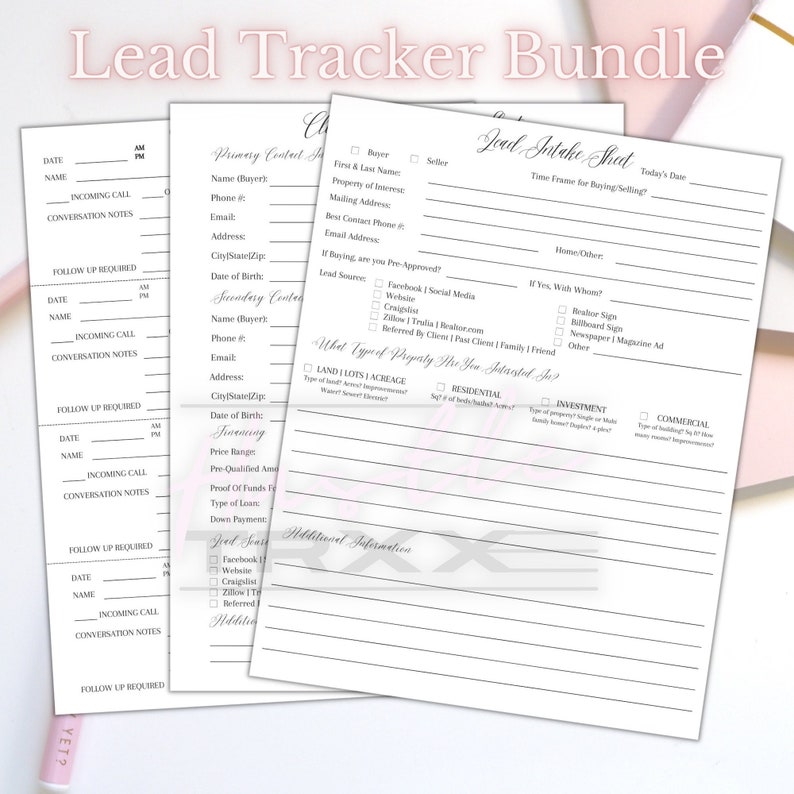 Real Estate Lead Tracker Bundle: Client Information Sheet (instant ...