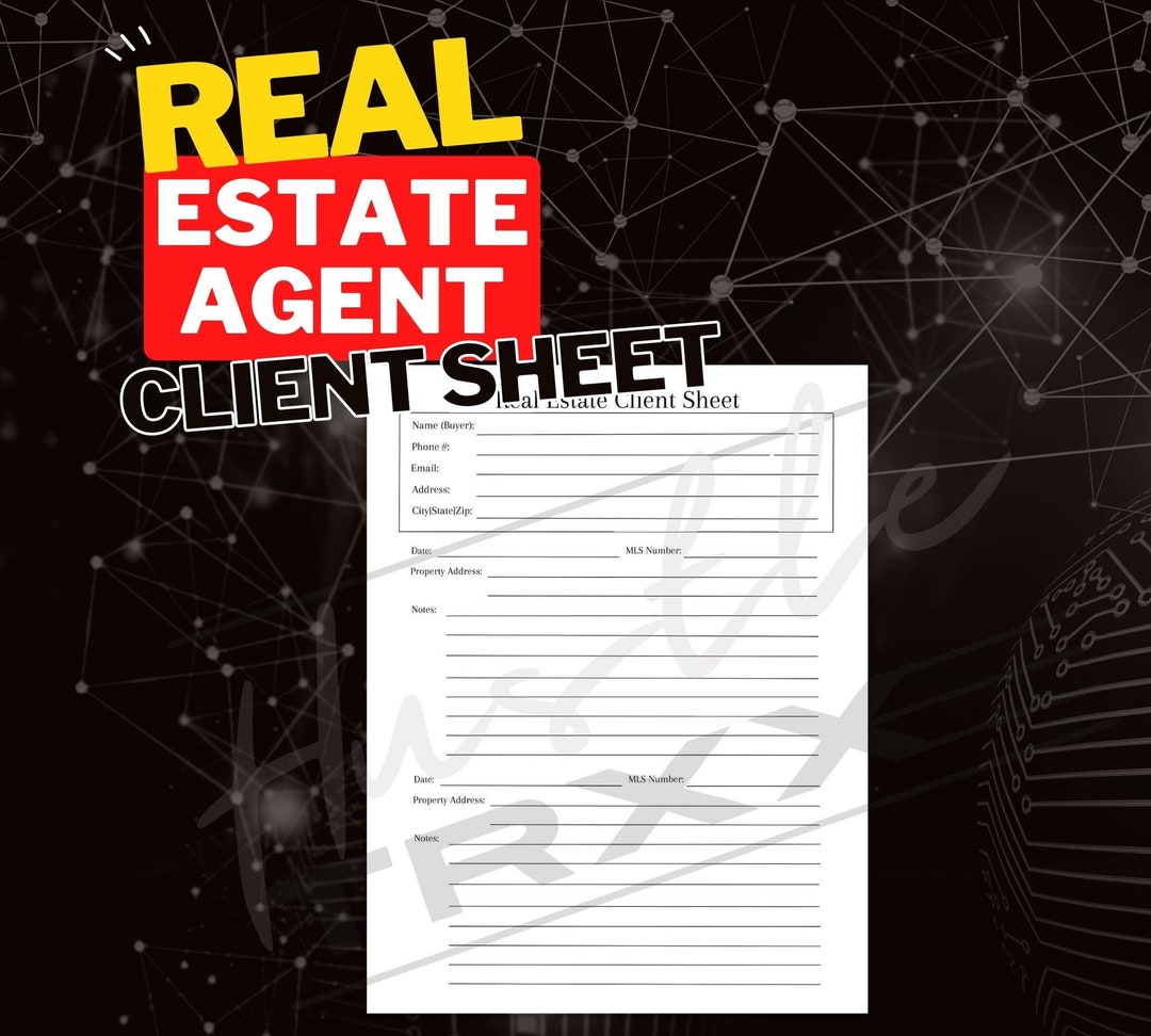 Real Estate Agent Client Sheet Client Form Buyer Client Real Estate ...