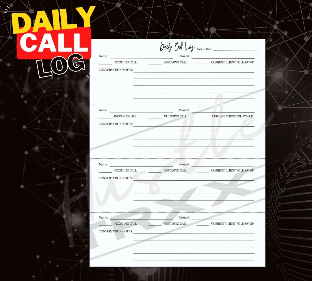 Real Estate Daily Call Log: Printable Realtor Forms (instant Download ...