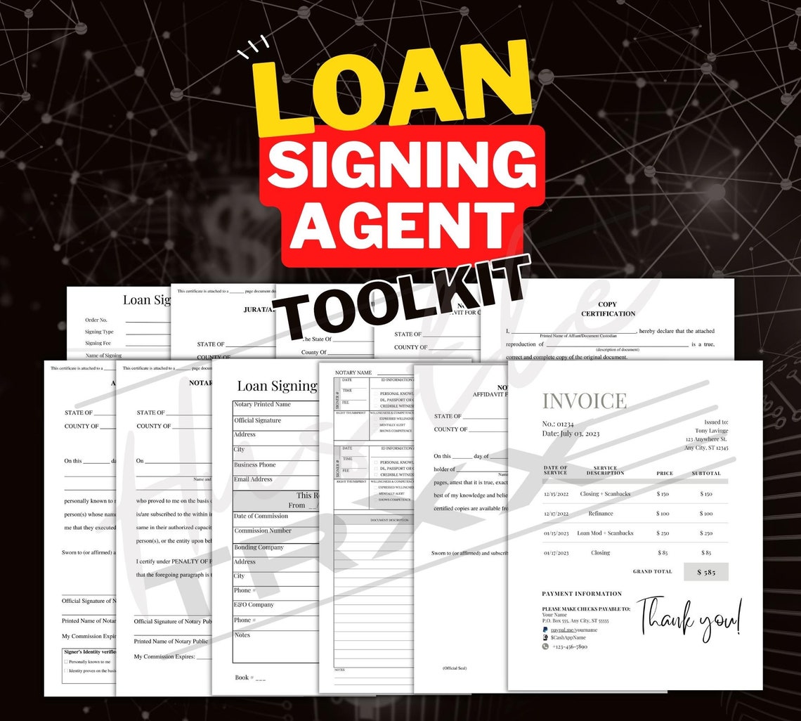 Printable Loan Signing Agent Toolkit: Notary Forms, Invoice, Journal ...