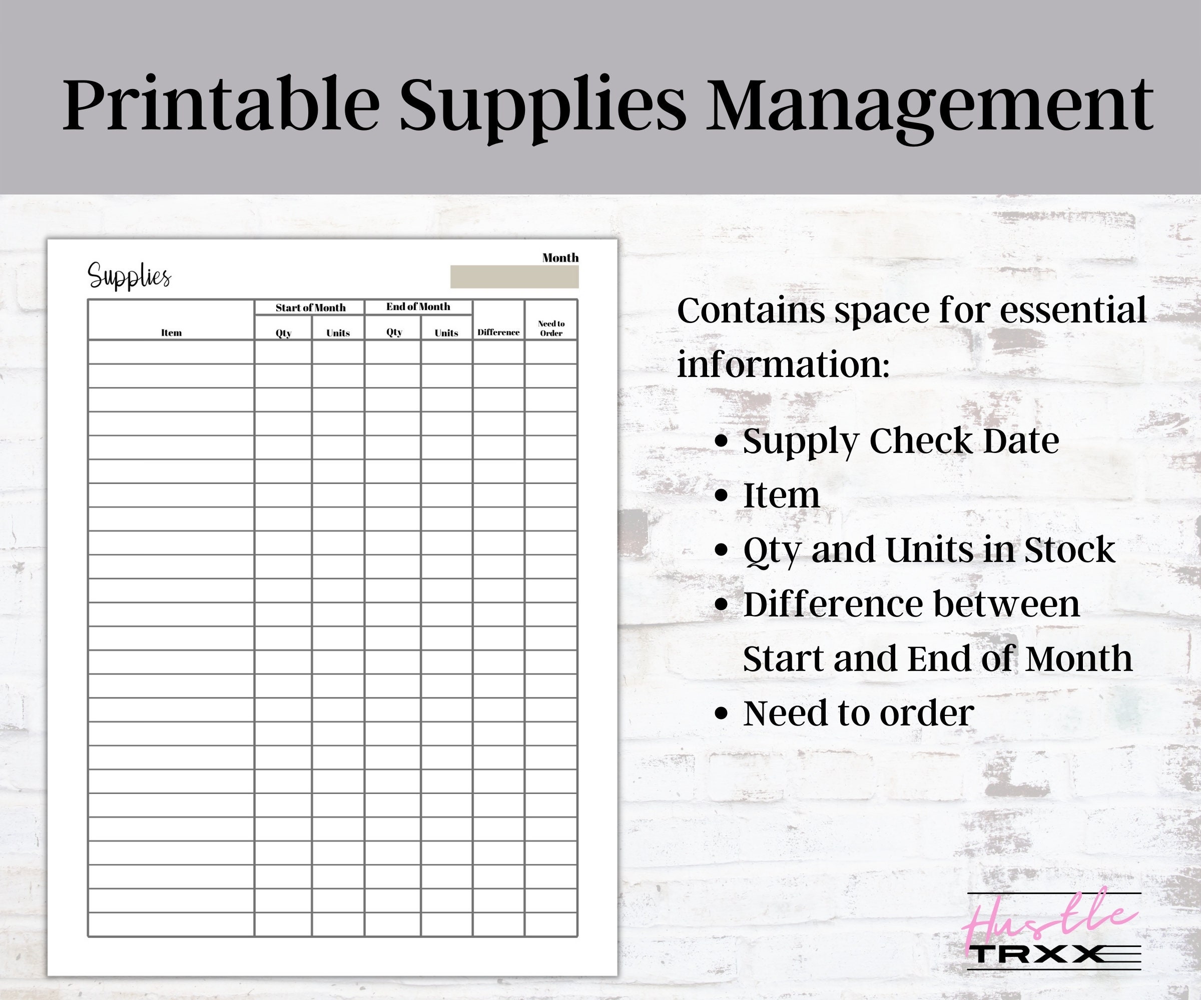 Printable Supplies Management Forms Supplies Sheet - Etsy