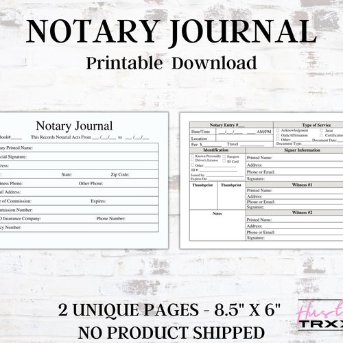 Printable Notary Journal Notary Public Record Book to Log - Etsy