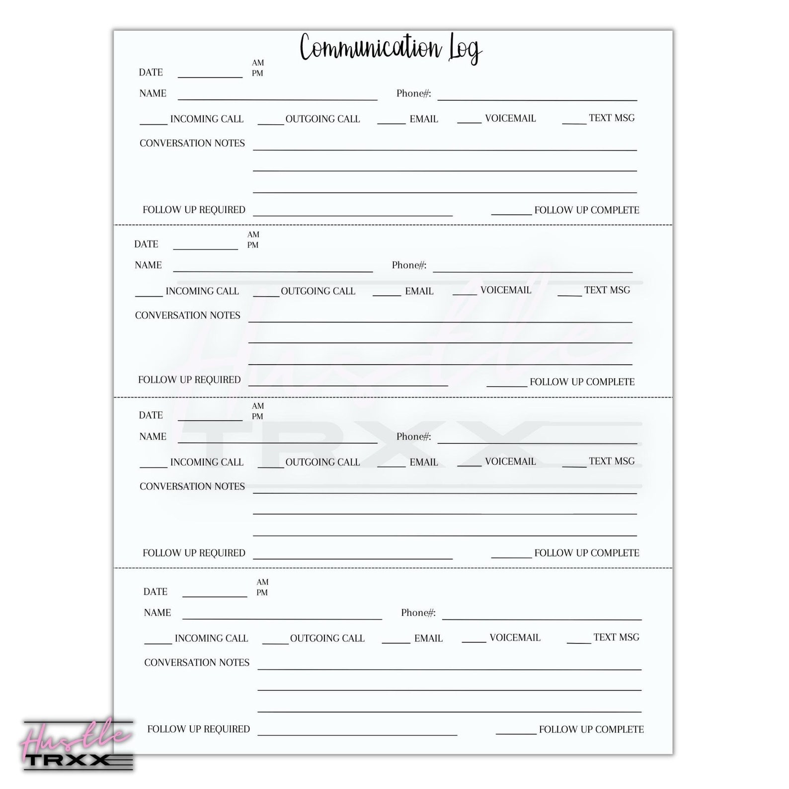 Communication Log Call Tracking Forms Daily Call Log Any - Etsy