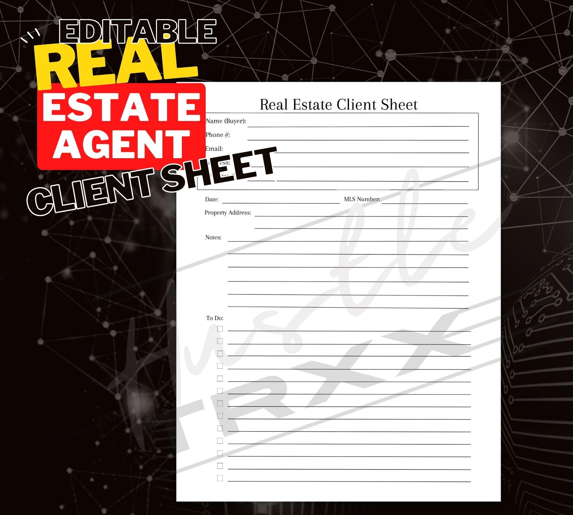 Real Estate Client Sheet | Editable Client Form | Real Estate Agent ...