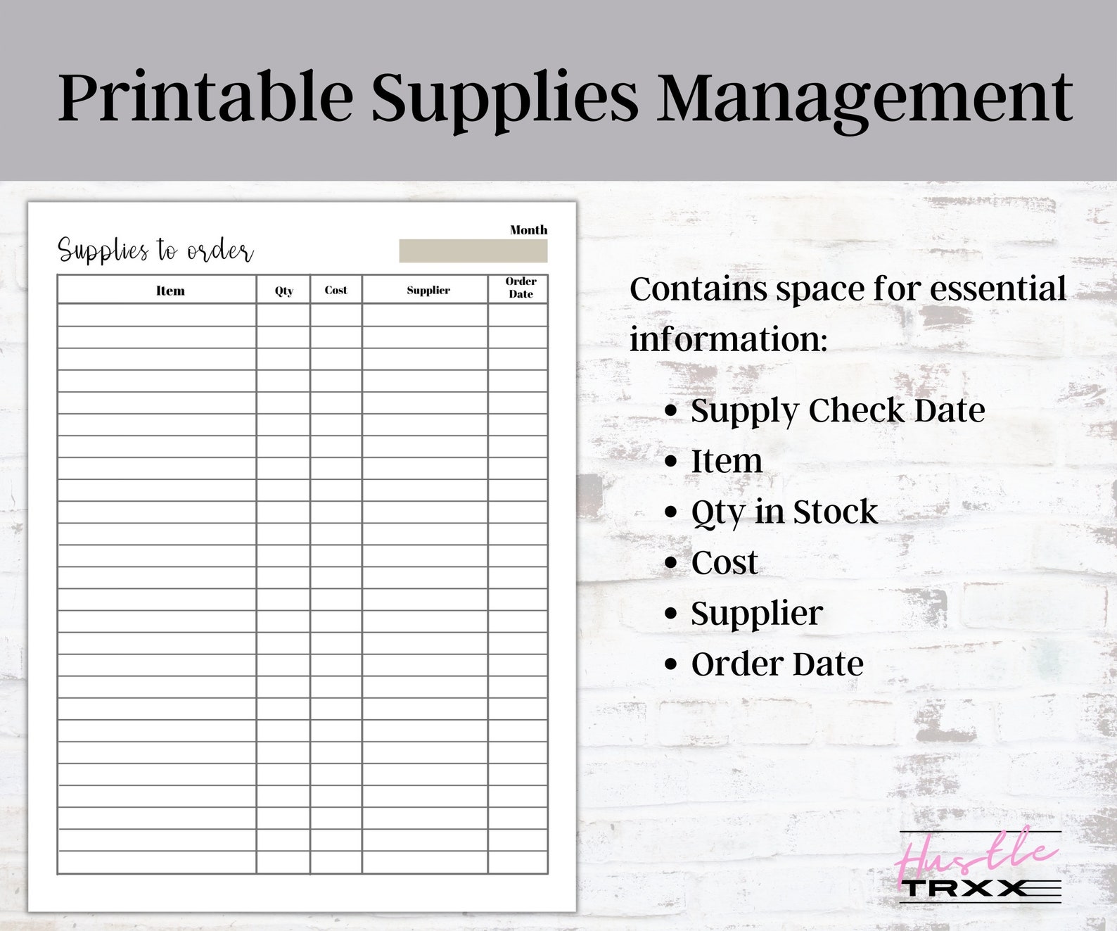 Printable Supplies Management Forms Supplies Sheet - Etsy