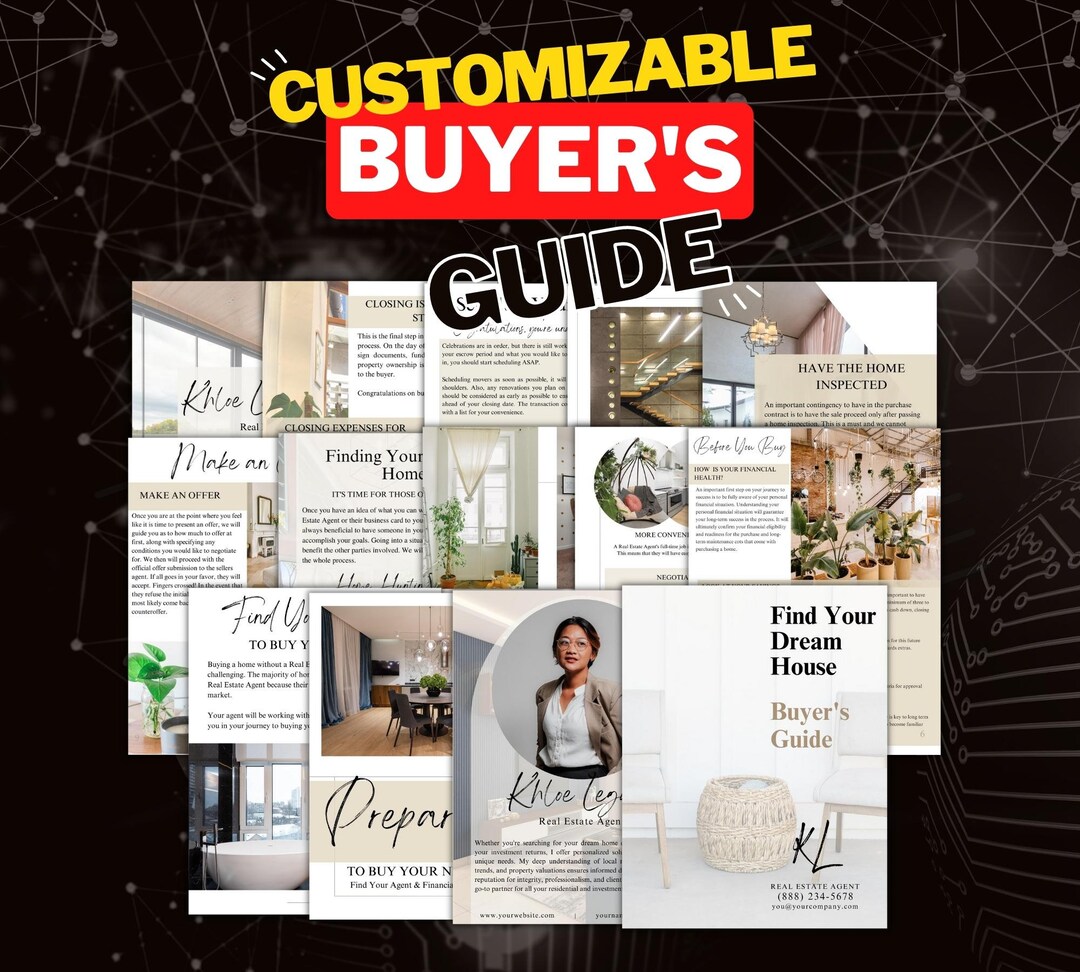 Customizable Buyer's Guide Template | Edit on Canva Real Estate Agent ...
