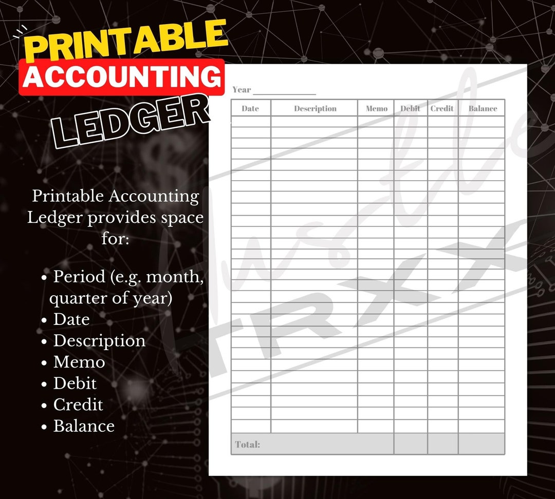 Printable Accounting Ledger Bookkeeping Journal For Small Etsy