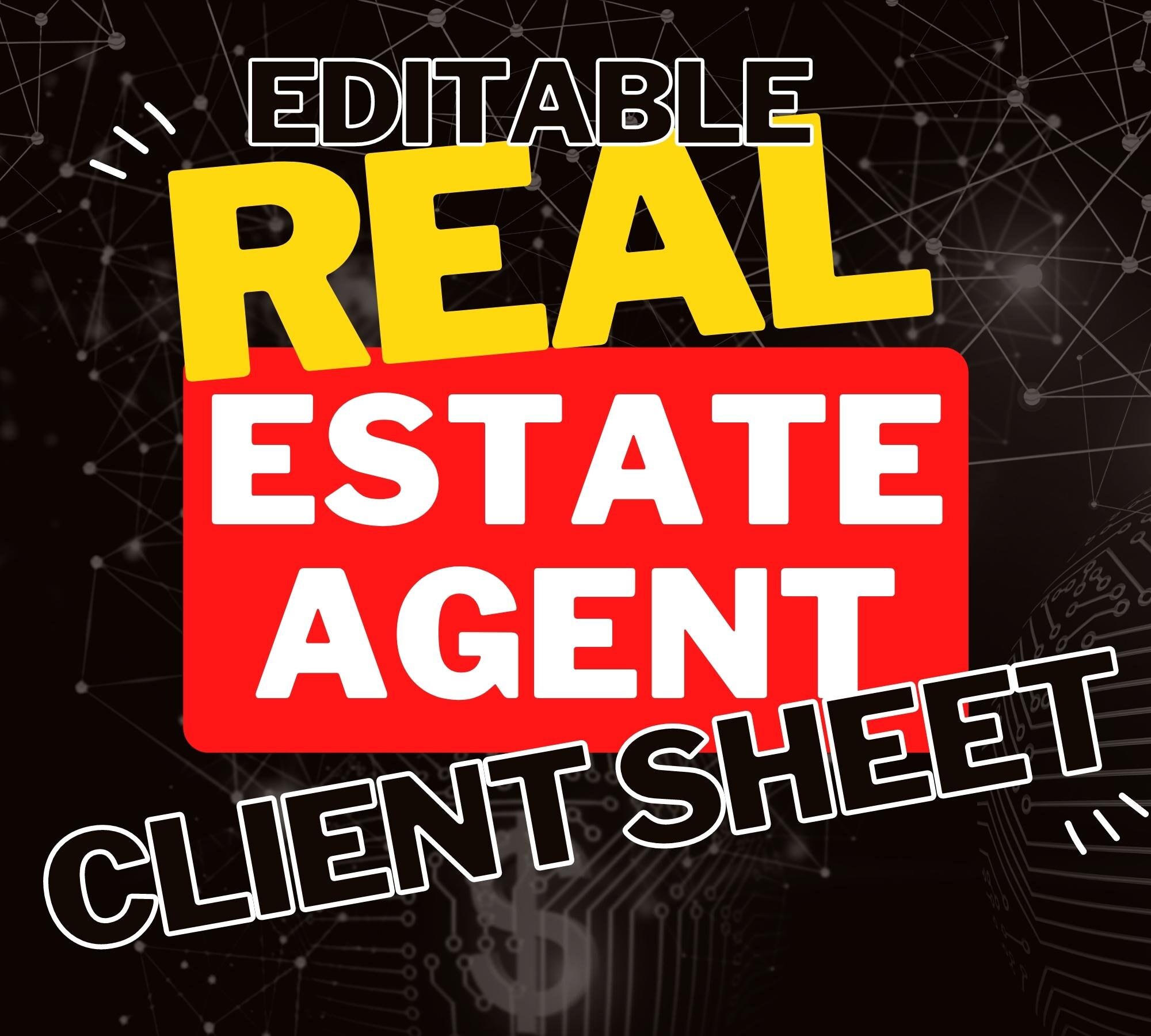 Real Estate Client Sheet | Editable Client Form | Real Estate Agent ...