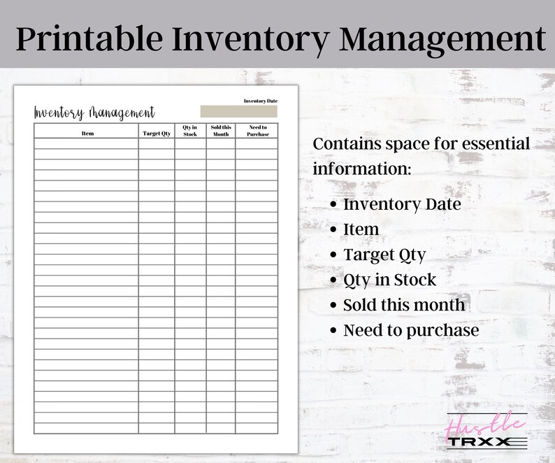 Printable Inventory Management Forms Inventory Sheets Inventory Lists ...