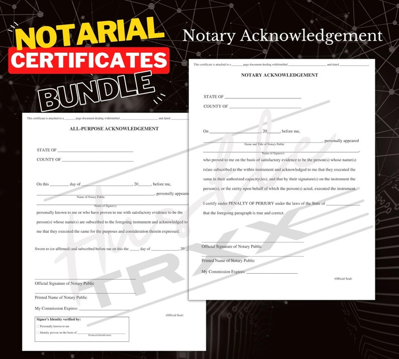 Notarial Certificate Notary Public Signing Agent Notary Supplies ...