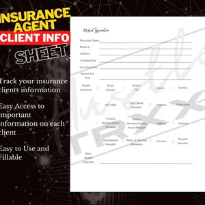 Client Information Sheet | Client Forms | Insurance | Insurance Agent ...