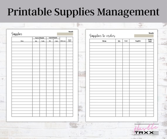 Printable Supplies Management Forms Supplies Sheet - Etsy