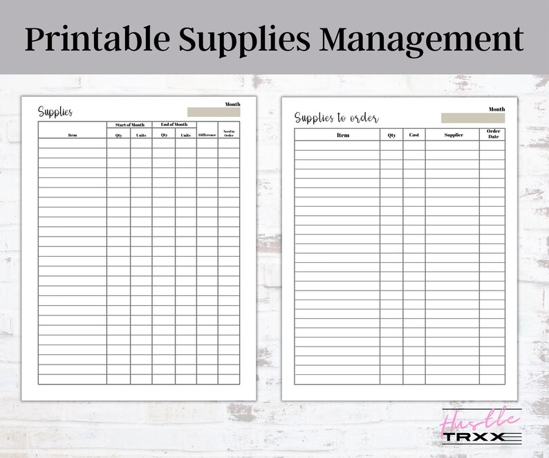 Printable Supplies Management Forms Supplies Sheet - Etsy