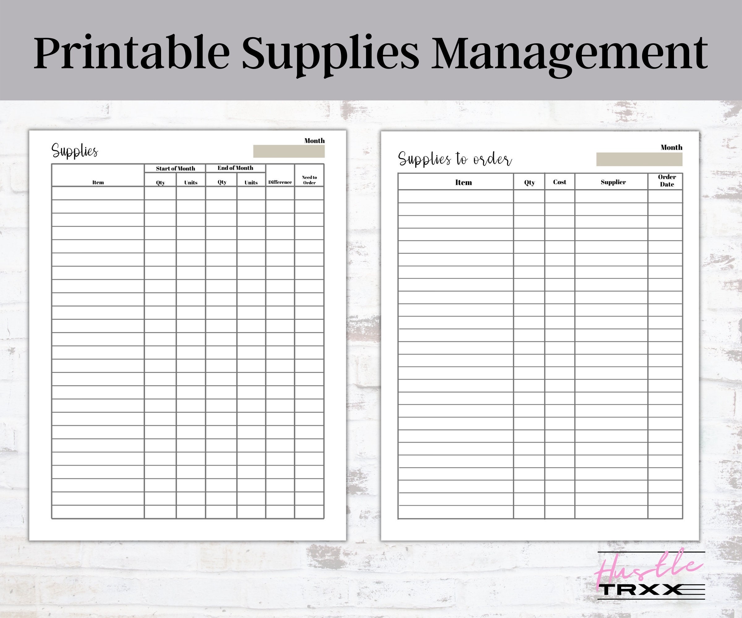 Printable Supplies Management Forms Supplies Sheet - Etsy