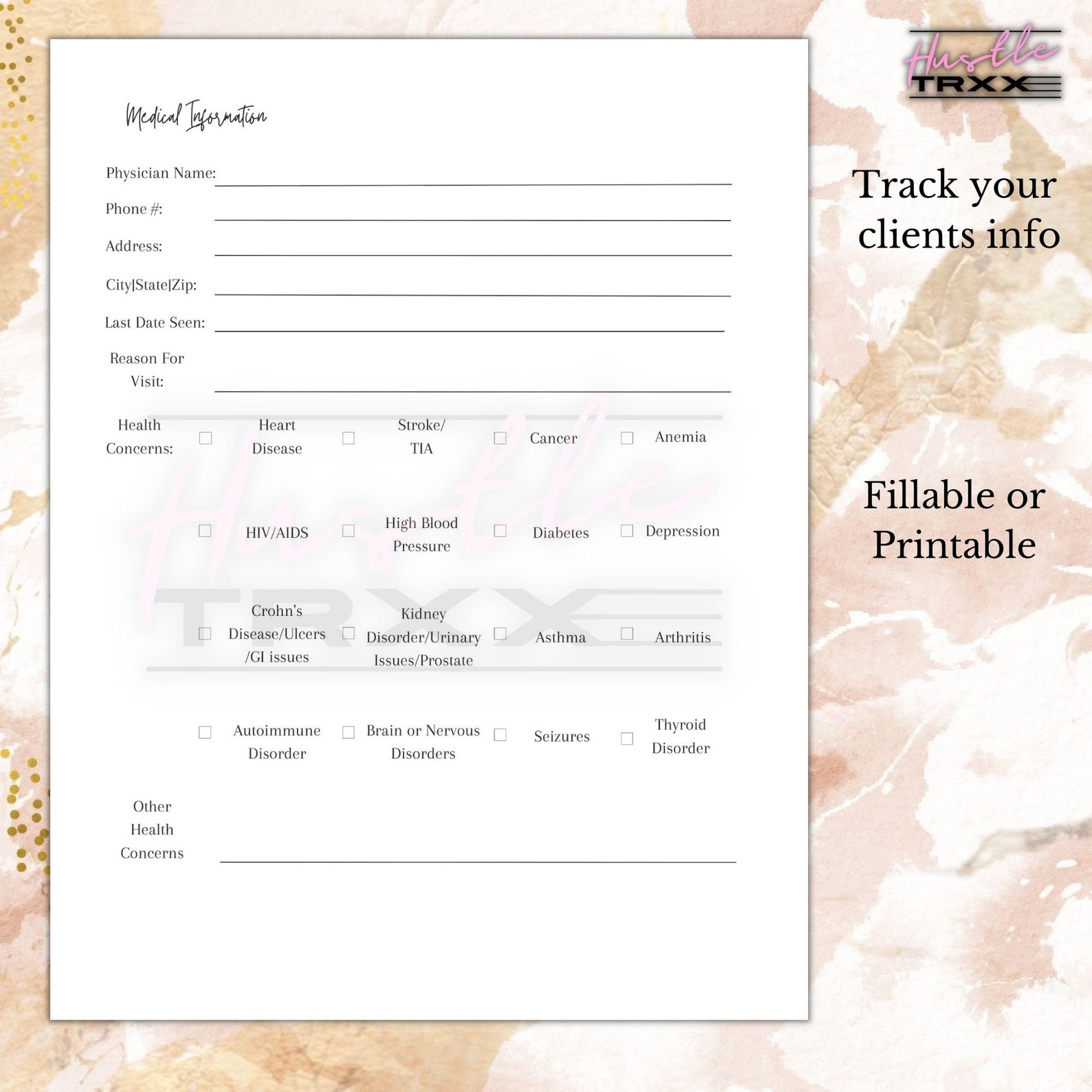 Client Information Sheet Client Forms Insurance - Etsy