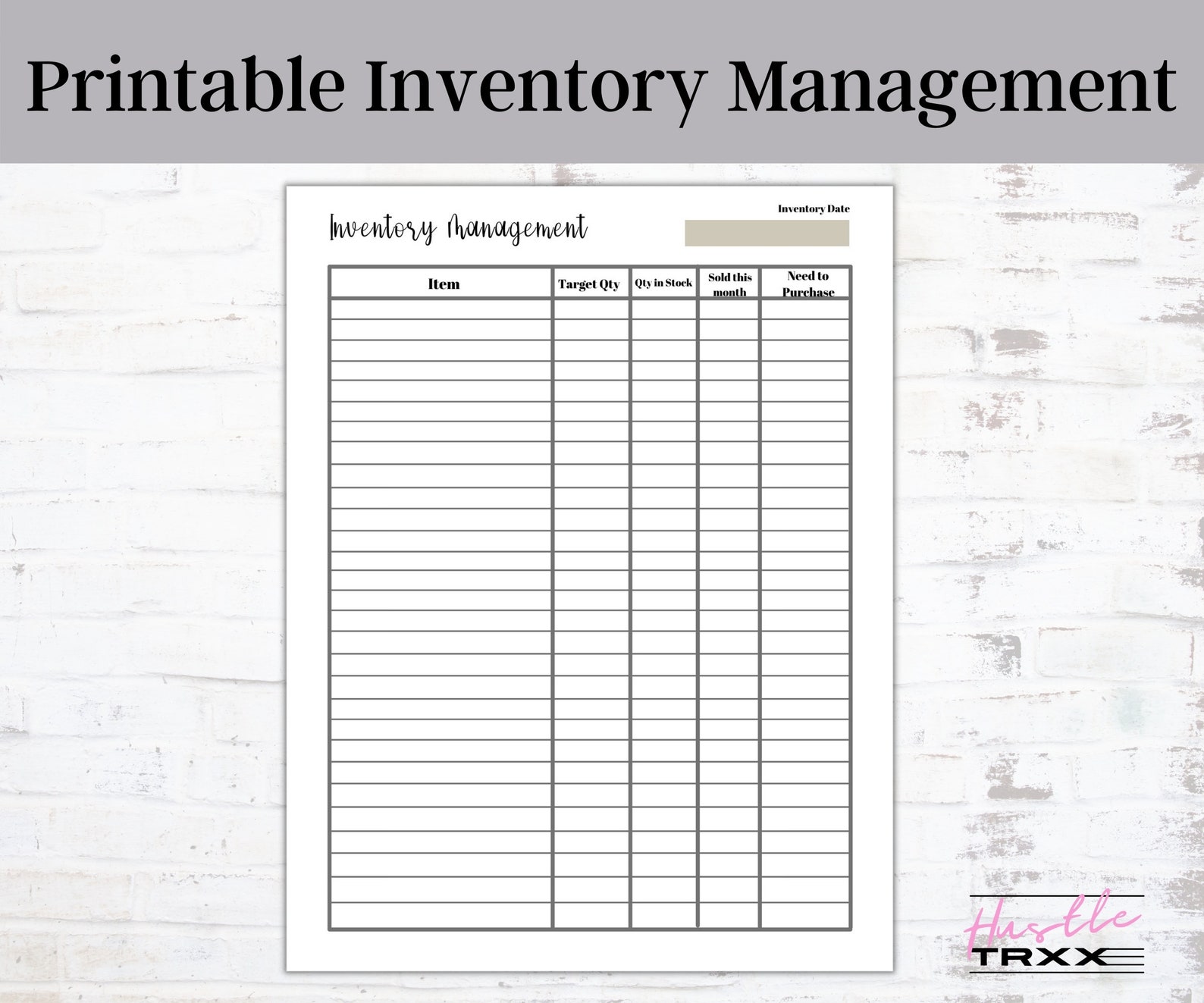 Printable Inventory Management Form Inventory Sheet - Etsy