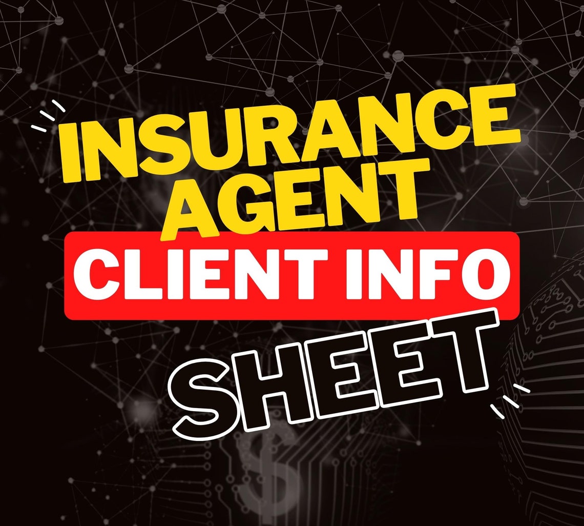 Insurance Agent Client Form | Client Info Sheet | Fillable PDF | Agent ...