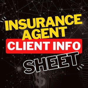Insurance Agent Client Form | Client Info Sheet | Fillable PDF | Agent ...