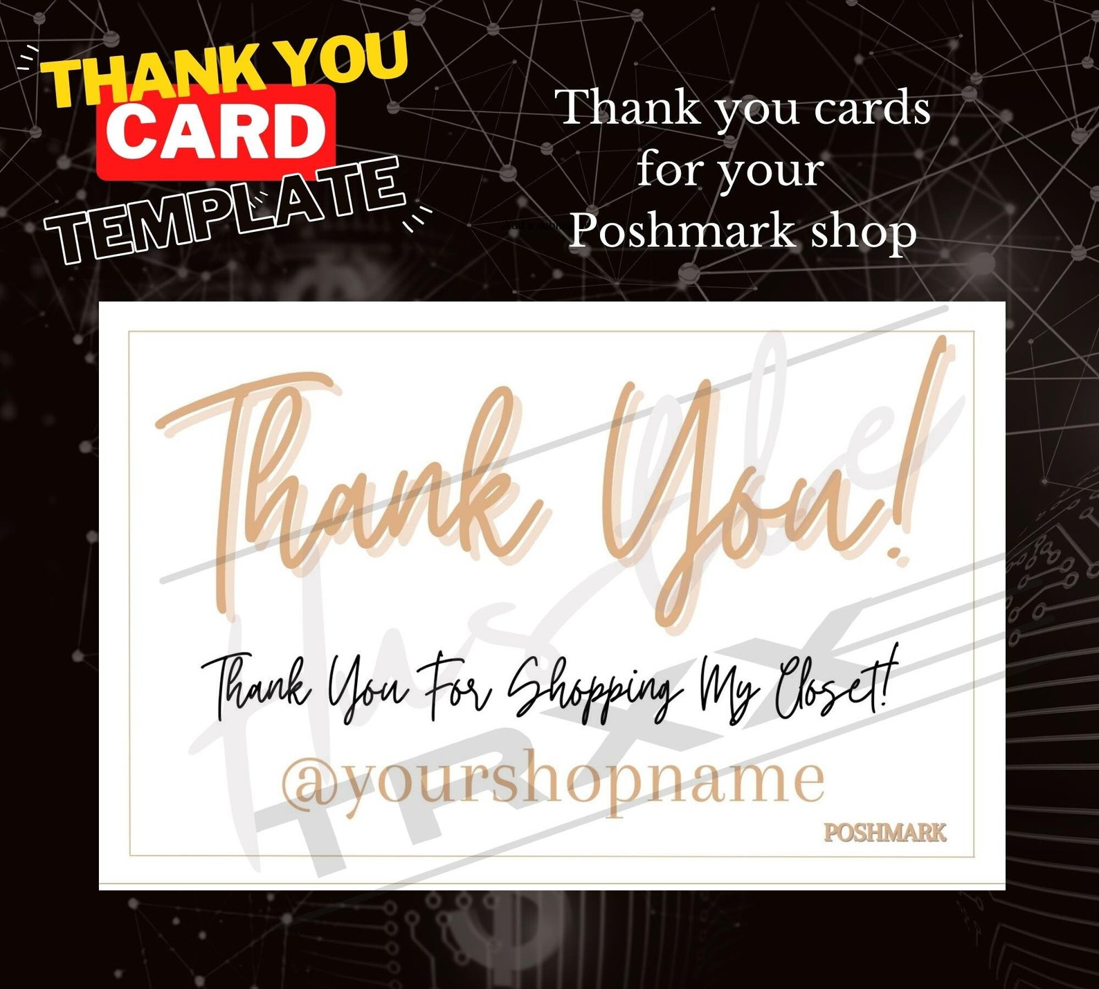 Thank You Card Template | Poshmark Thank You Card | Edit on Canva Thank ...