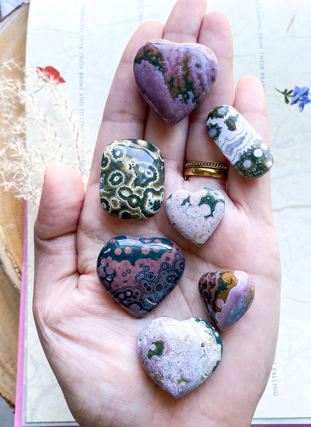 Ocean Jasper, Ocean Jasper Hearts, Pink Ocean Jasper, RARE Ocean Jasper ...