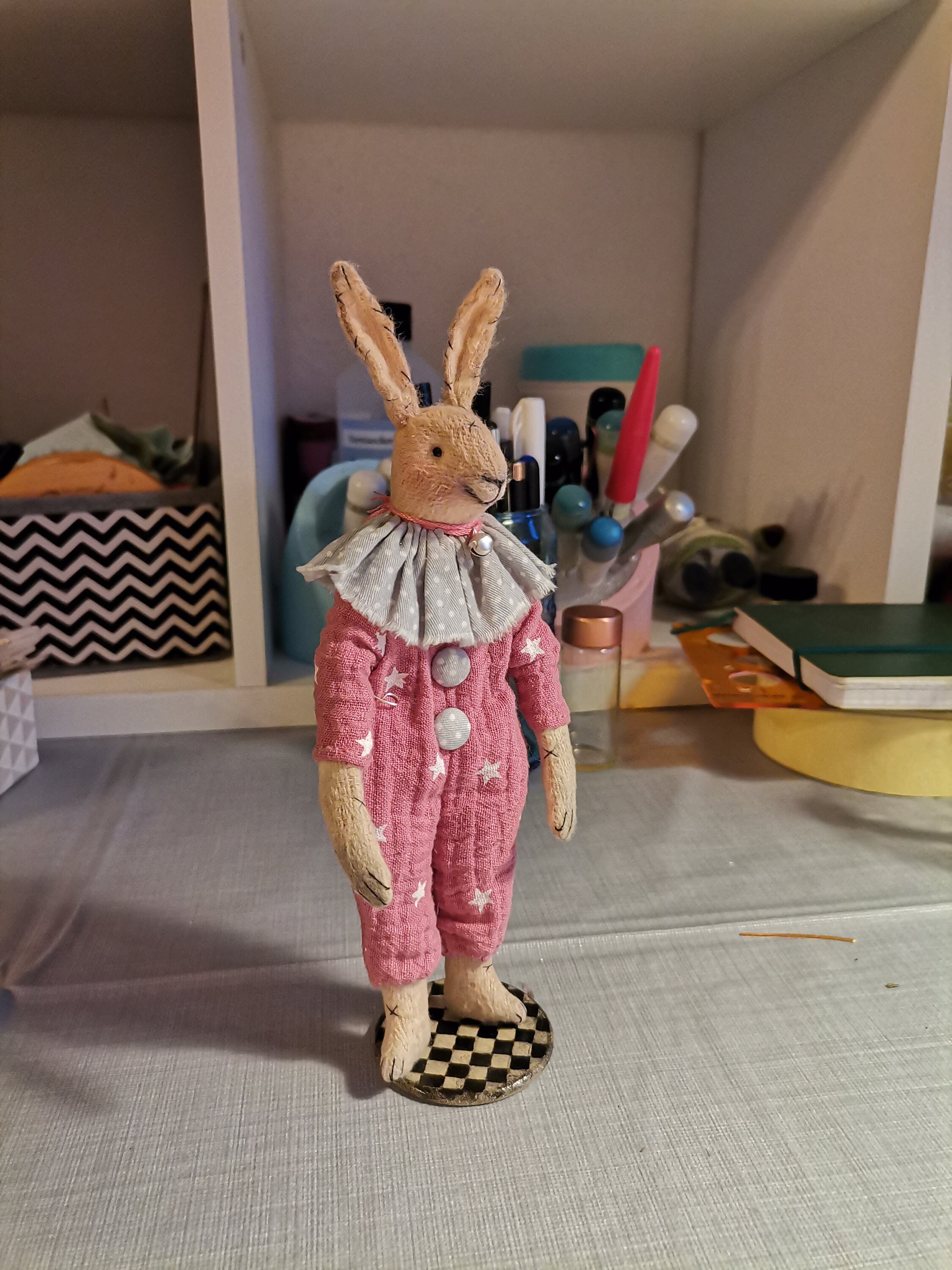 Textile Teddy Rabbit Doll in Vintage Style Interior Toy on a - Etsy