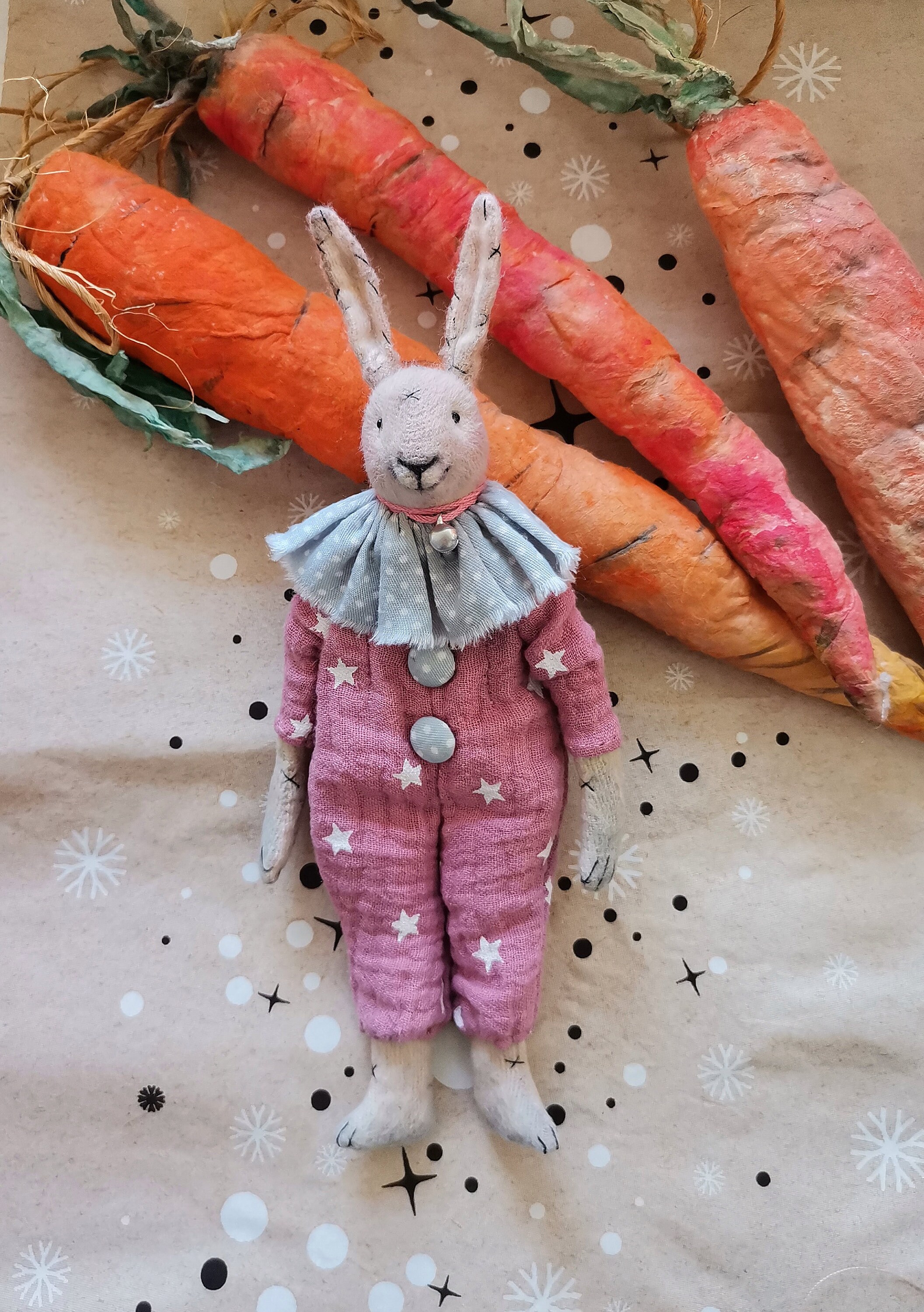 Textile Teddy Rabbit Doll in Vintage Style Interior Toy on a - Etsy