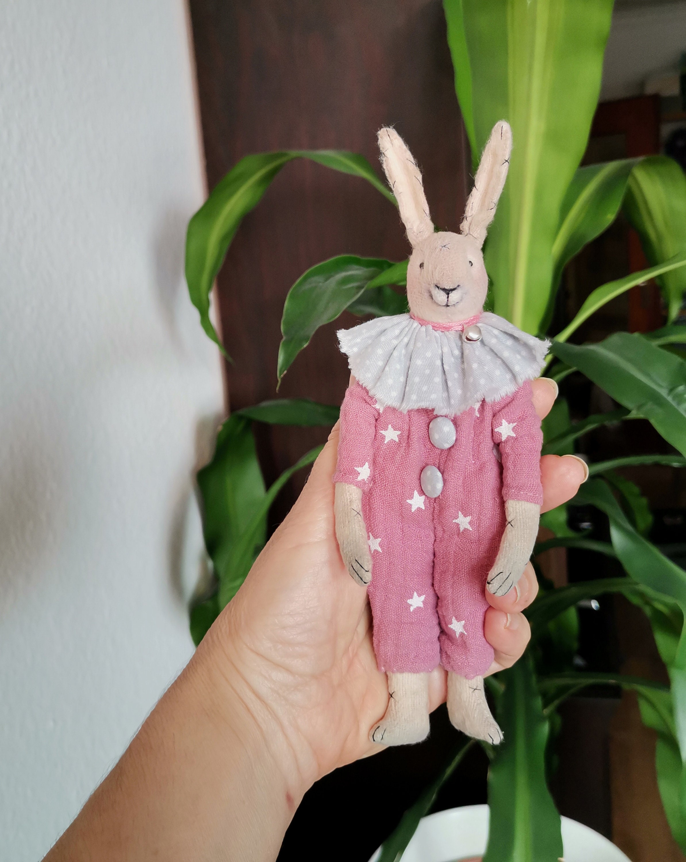 Textile Teddy Rabbit Doll in Vintage Style Interior Toy on a - Etsy