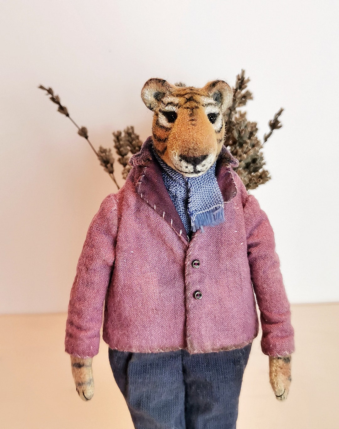Tiger Textile Doll in Vintage Style, Teddy Doll, OOAK, Interior Toy ...