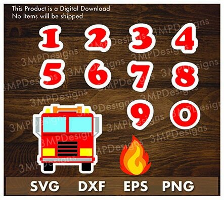 Fire Truck in SVG, Dxf, EPS & PNG Cut Files Instant Download - Etsy
