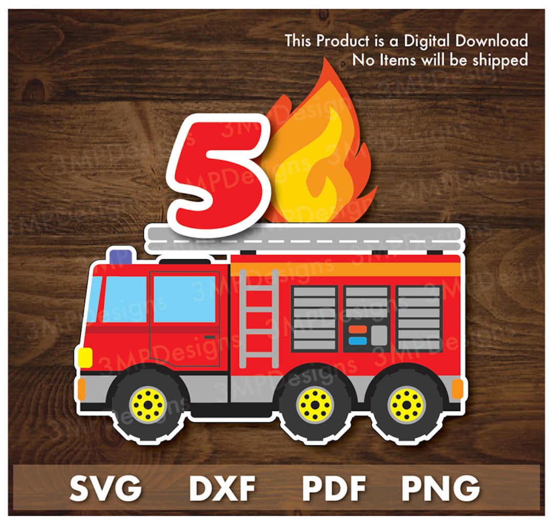 Fire Truck in SVG, Dxf, PDF & PNG Cut Files Instant Download - Etsy