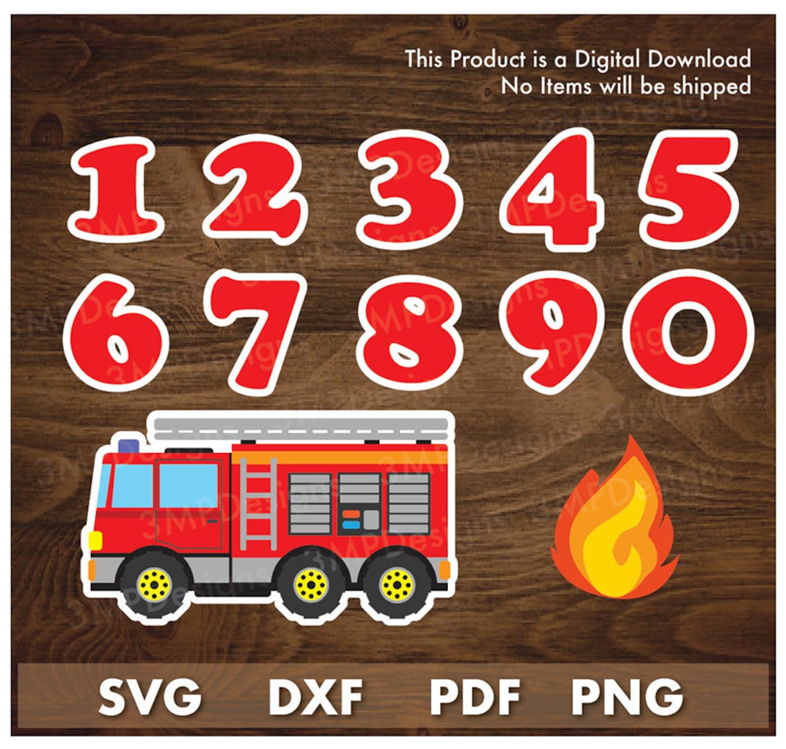 Fire Truck in SVG, Dxf, PDF & PNG Cut Files Instant Download - Etsy