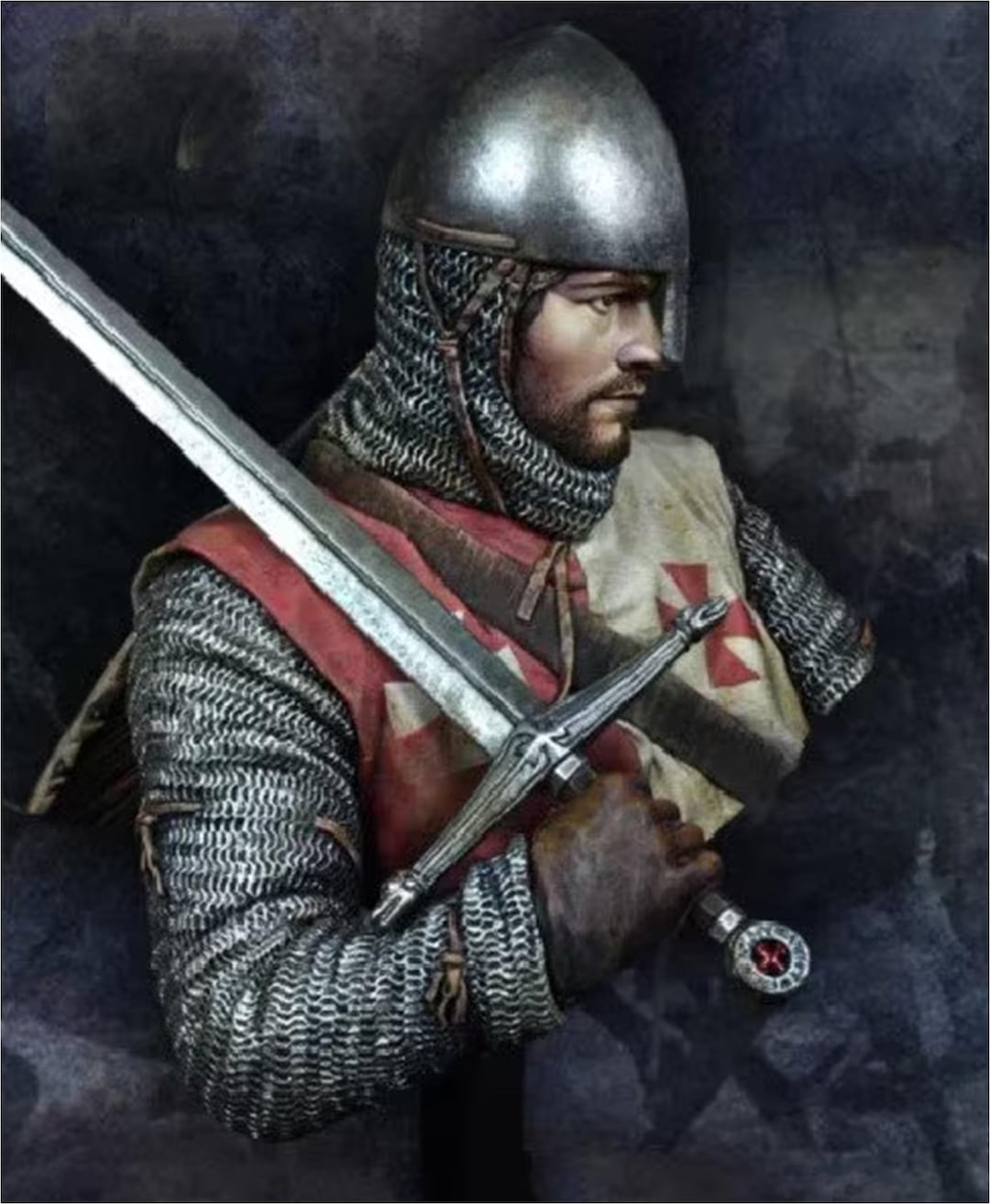 Knight Crusader Bust Kingdom Resin Kit Model Miniature Figure Scale 1 ...