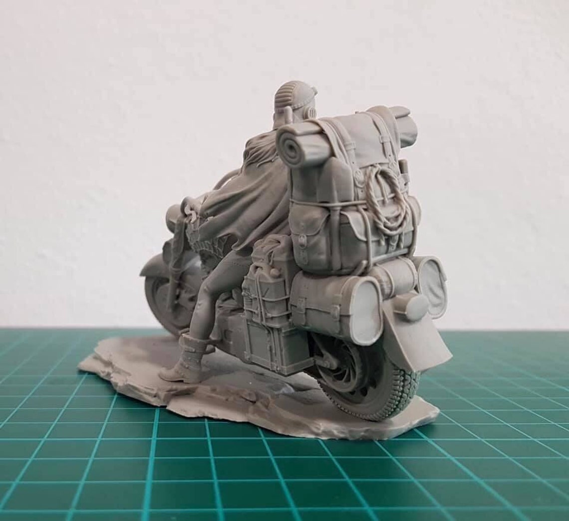 Motorcycle Woman Warrior Resin Unassembled Unpainted Kit Figure Model ...