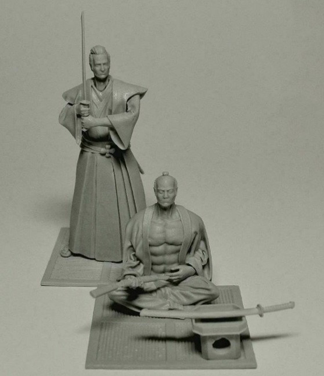 Samurai Sit Resin Warriors Fantasy Unassembled 2 Figures Model Kit ...