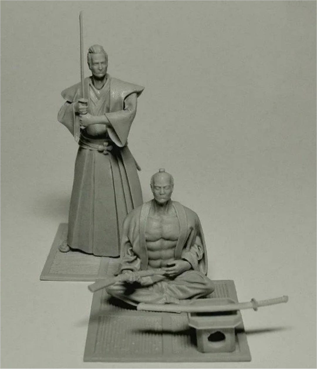 Samurai Sit Resin Warriors Fantasy Unassembled 2 Figures Model Kit ...
