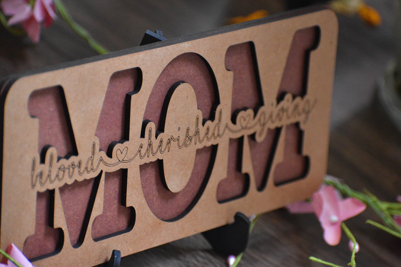 Mom Cut Out Sign With Easel/2 Layered Mothers Day Sign/ Mom - Etsy