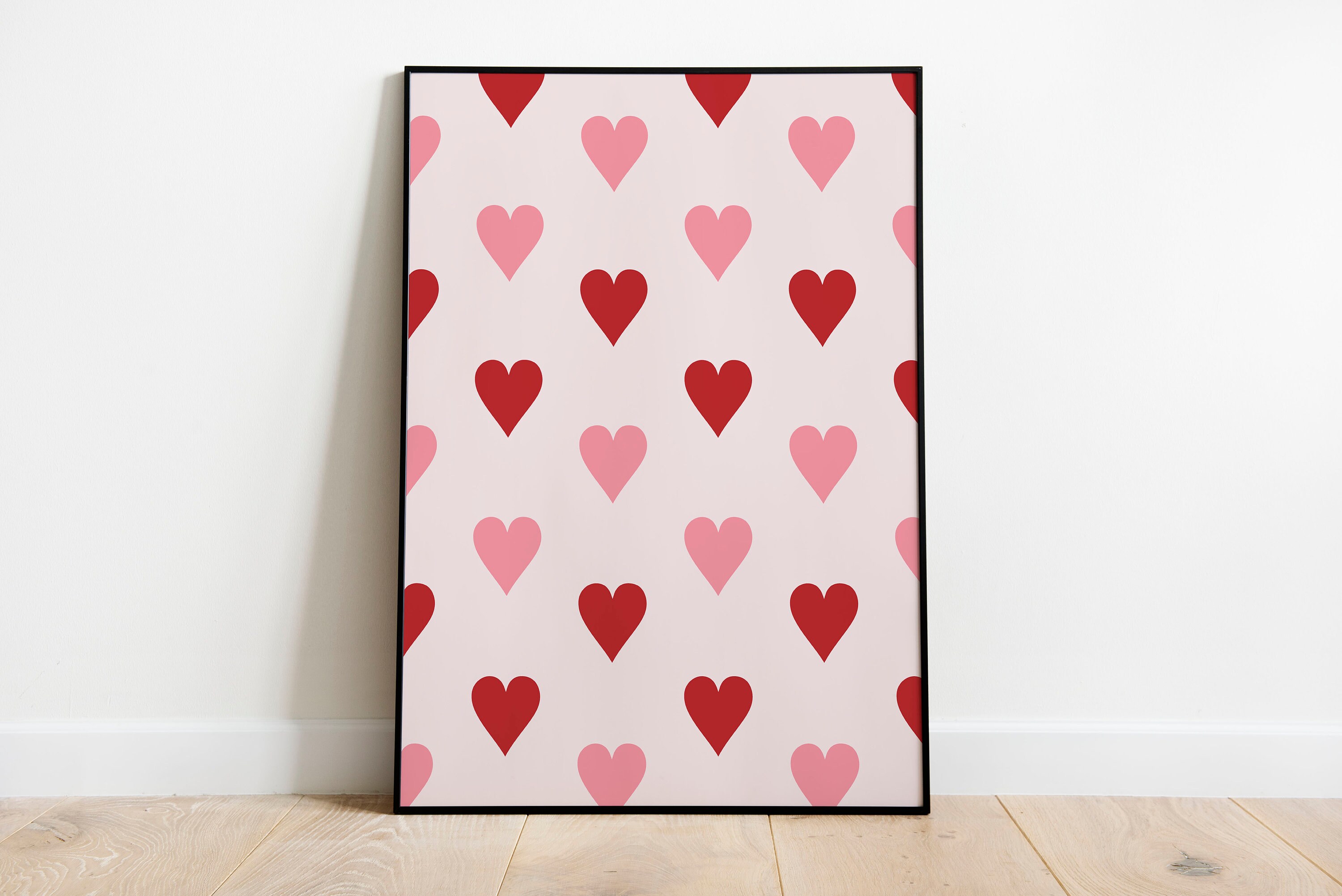 Retro Valentine's Day Prints – Pink & Red Hearts, XOXO (digital ...