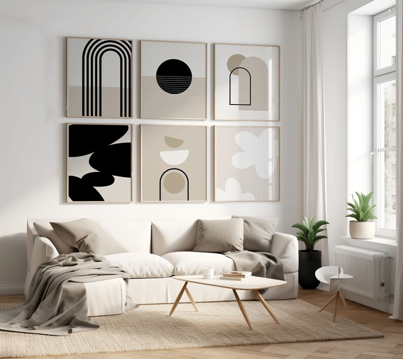 Mid Century Modern Art Prints - Set of 6, Neutral Home Decor (digital ...