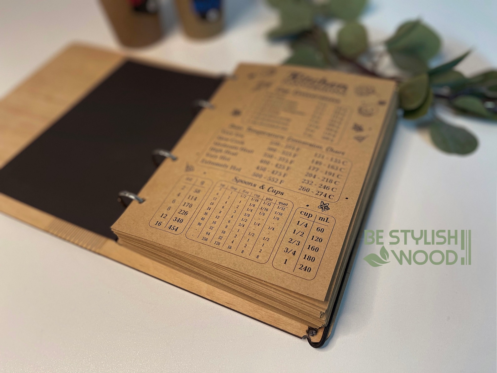 Personalized Wooden Recipe Book Binder Custom Journal Cookbook Notebook ...
