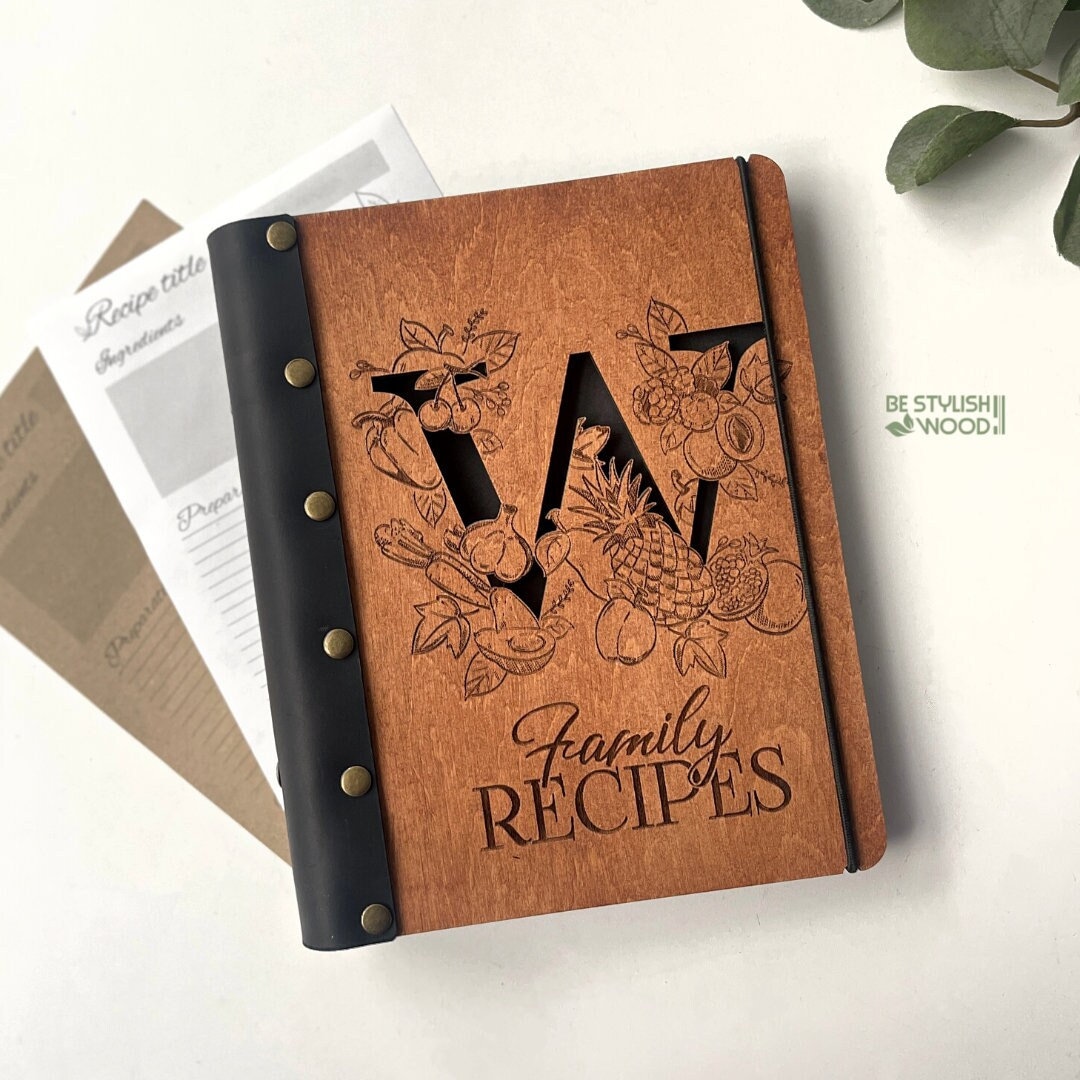 Wooden Blank Recipe Book With Custom Name Sign Family Handwritten ...