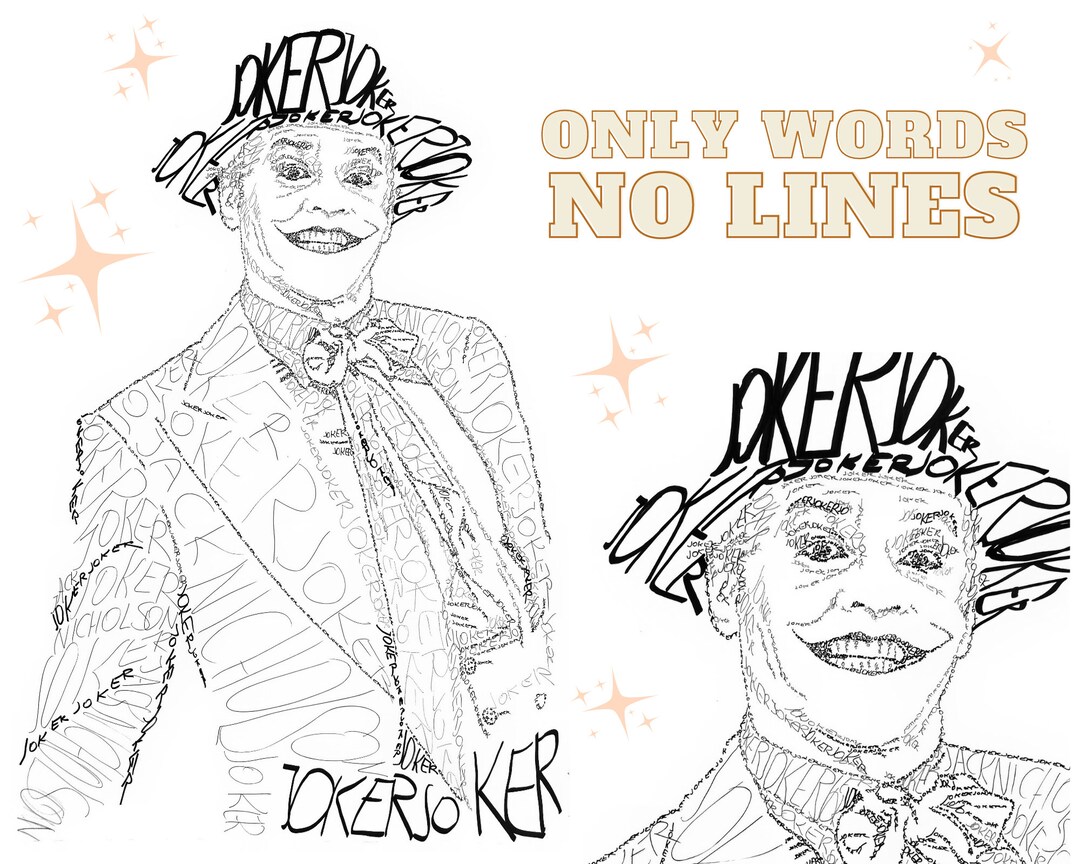 Joker Original Typographic Drawing Jack Nicholson Portrait ONE OF A ...