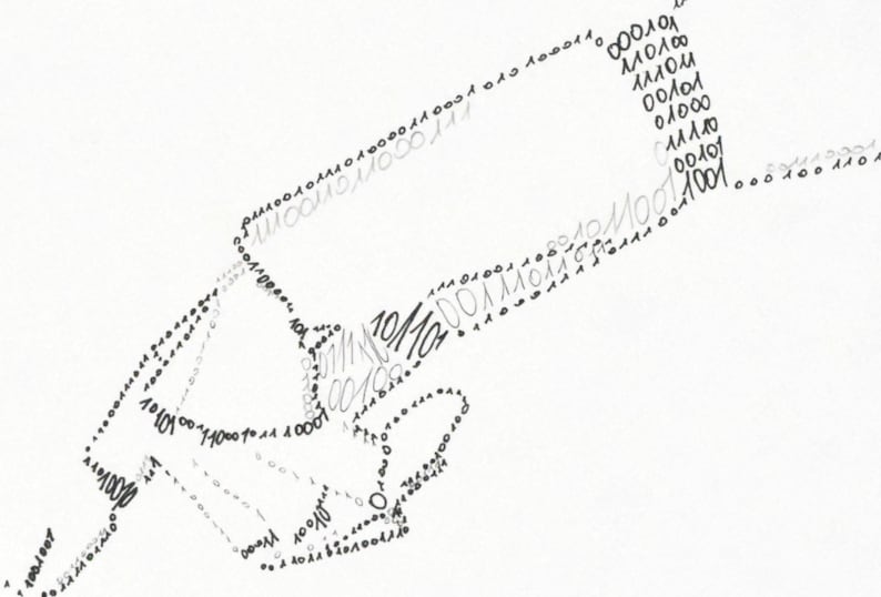 Original Drawing Portrait Pen and Pencil Binary Code Original - Etsy