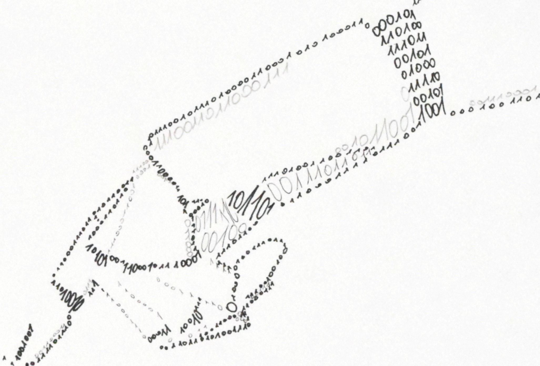 Original Drawing Portrait Pen and Pencil Binary Code Original Calligram ...