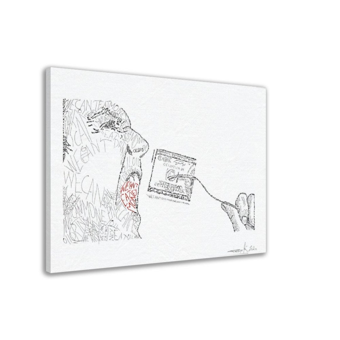 Canvas Print Safe the World Calligram Portrait Handmade Word Drawing ...