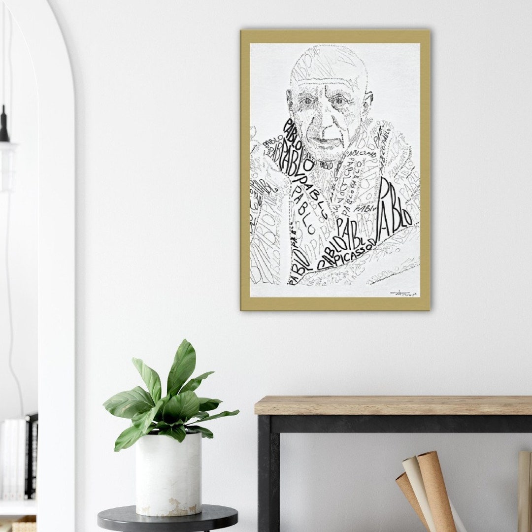 Canvas Print Picasso Calligram Portrait Drawing Birthday Gift Artlovers ...