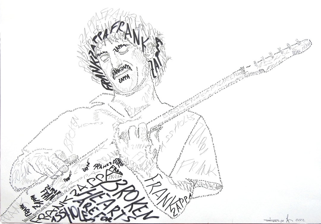 Frank Zappa Modern Art Original Word Drawing Fan Art Wall Decor ...