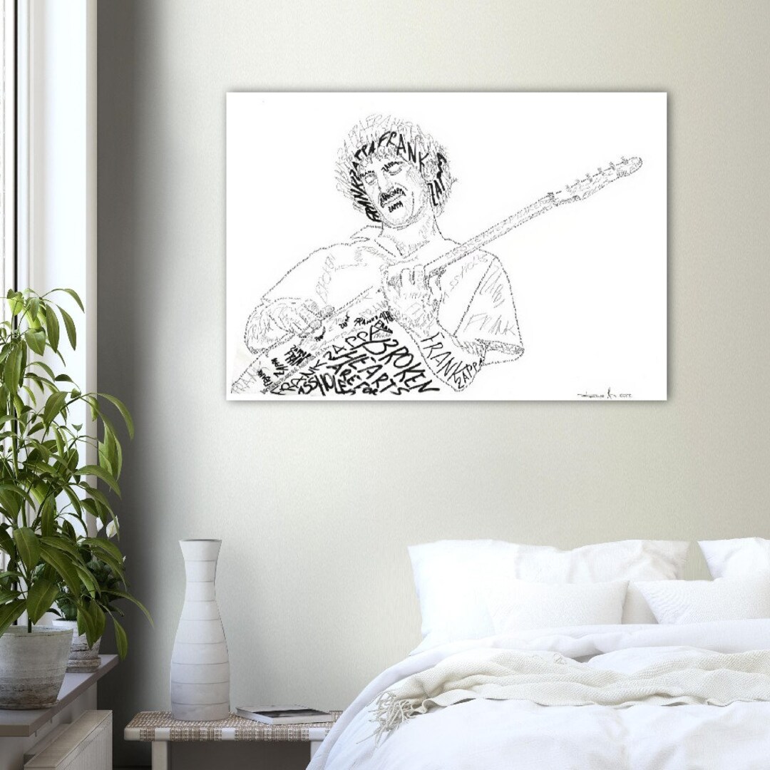 Poster Print Frank Zappa Calligram Portrait Drawing Birthday Gift ...