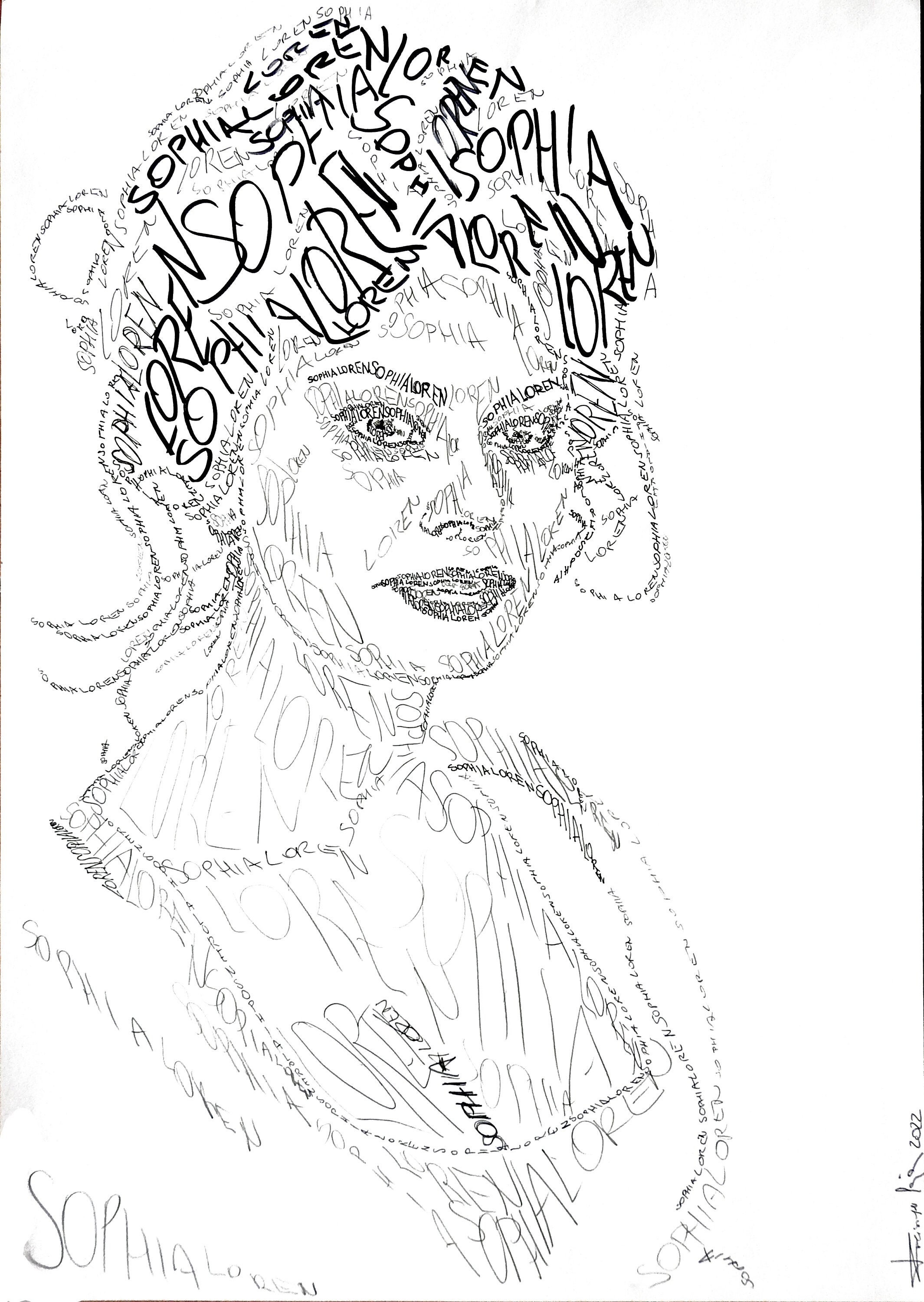 Original Drawing Portrait Pen and Pencil Sophia Loren Original ...